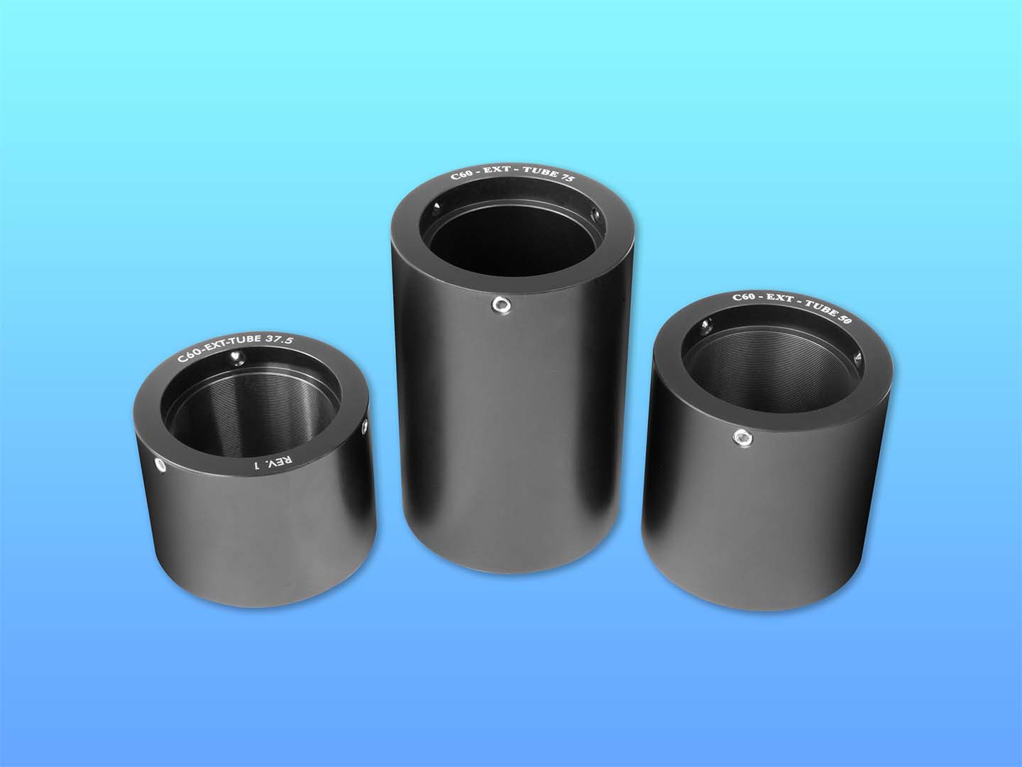 C60-EXT-K2: Kit of 37.5 mm, 50 mm, and 75 mm extension tubes | ASI